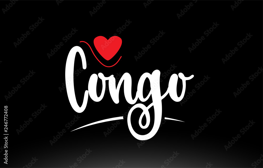 Congo country text typography logo icon design on black background ...