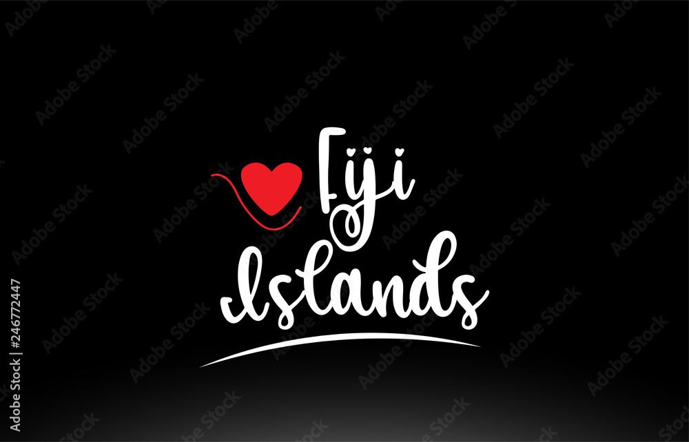 Fiji Islands country text typography logo icon design on black ...