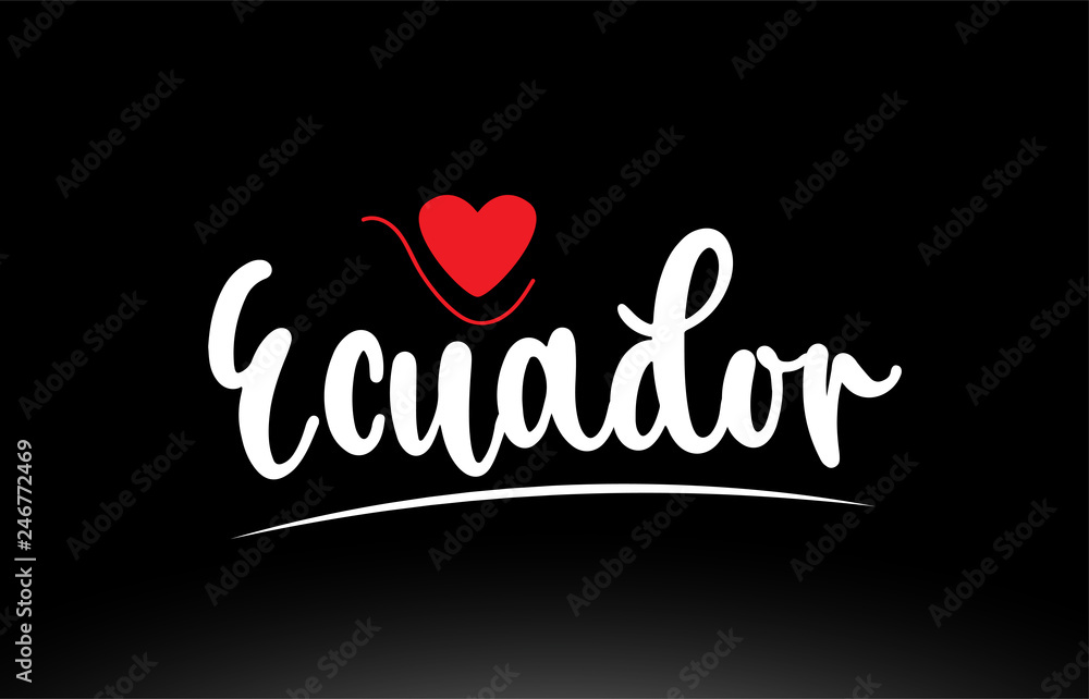 Ecuador country text typography logo icon design on black background ...