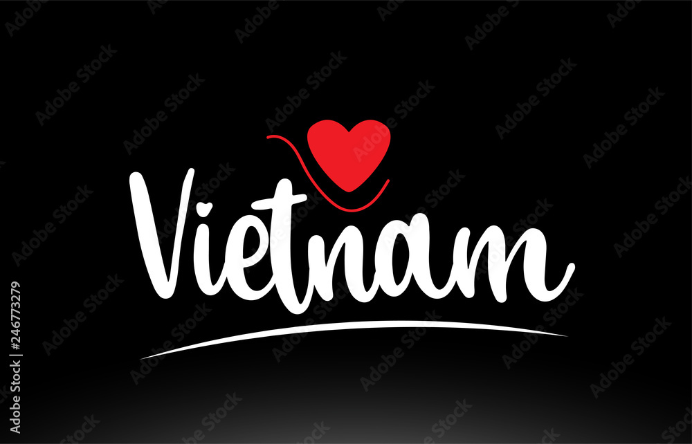Vietnam country text typography logo icon design on black background ...