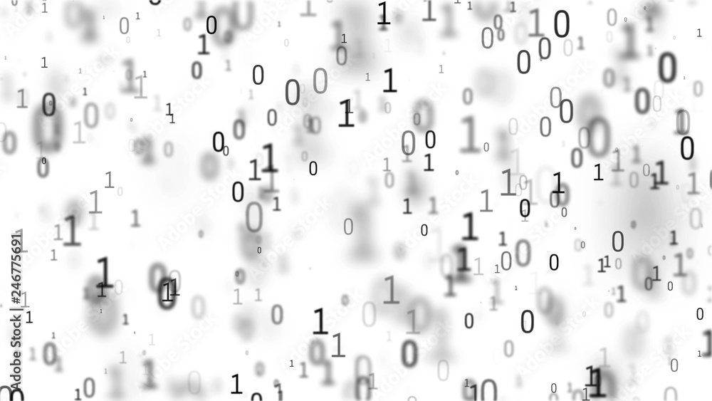 01 or binary numbers on the computer screen on monitor matrix background, Digital data code in ...