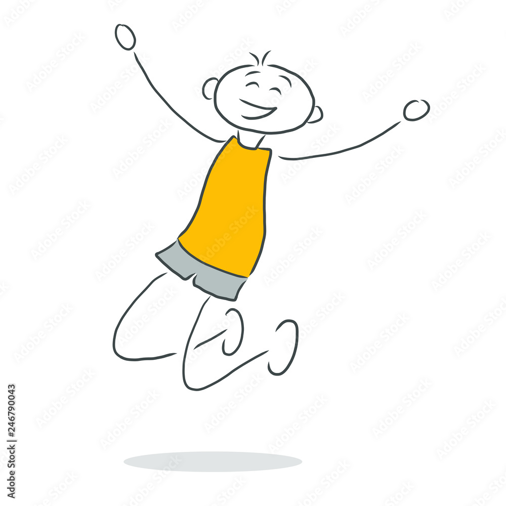 Figur springt vor Freude in die Luft Stock-Vektorgrafik | Adobe Stock