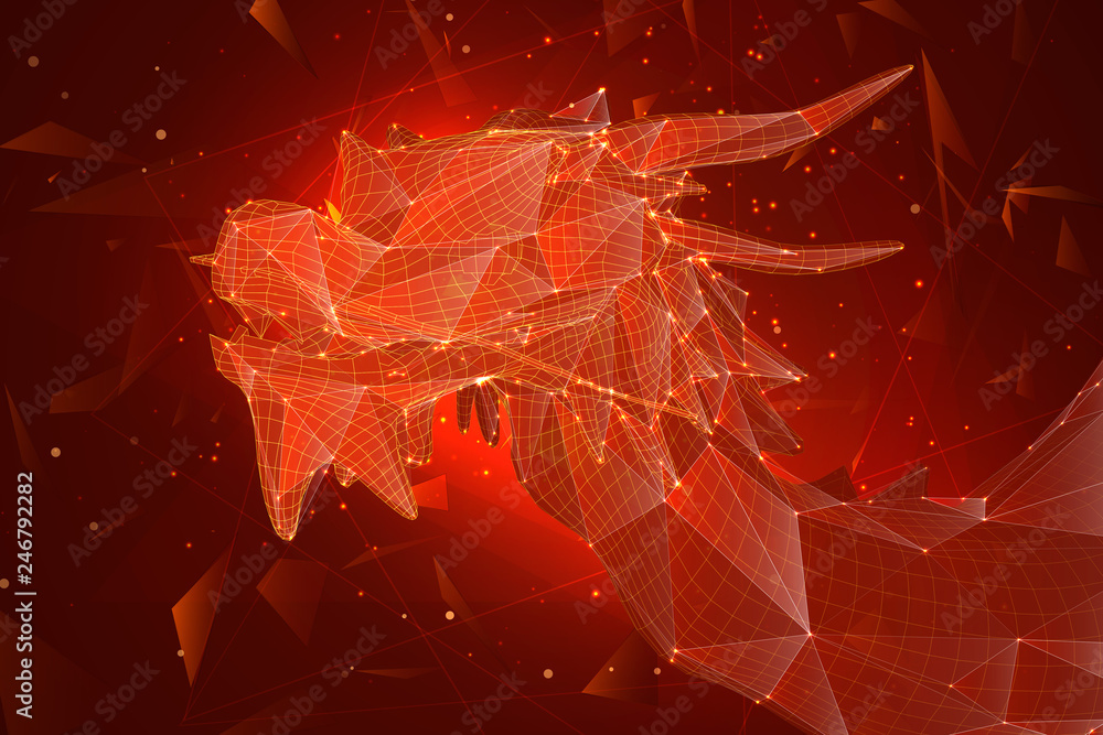 symbol of chinese new year. long flying dragon kite. vector 3d ...