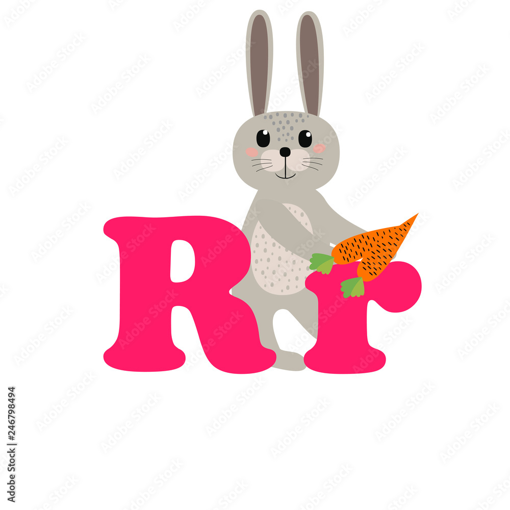 Alphabet for children, letter r, rabbit, vector illustration. Stock ...