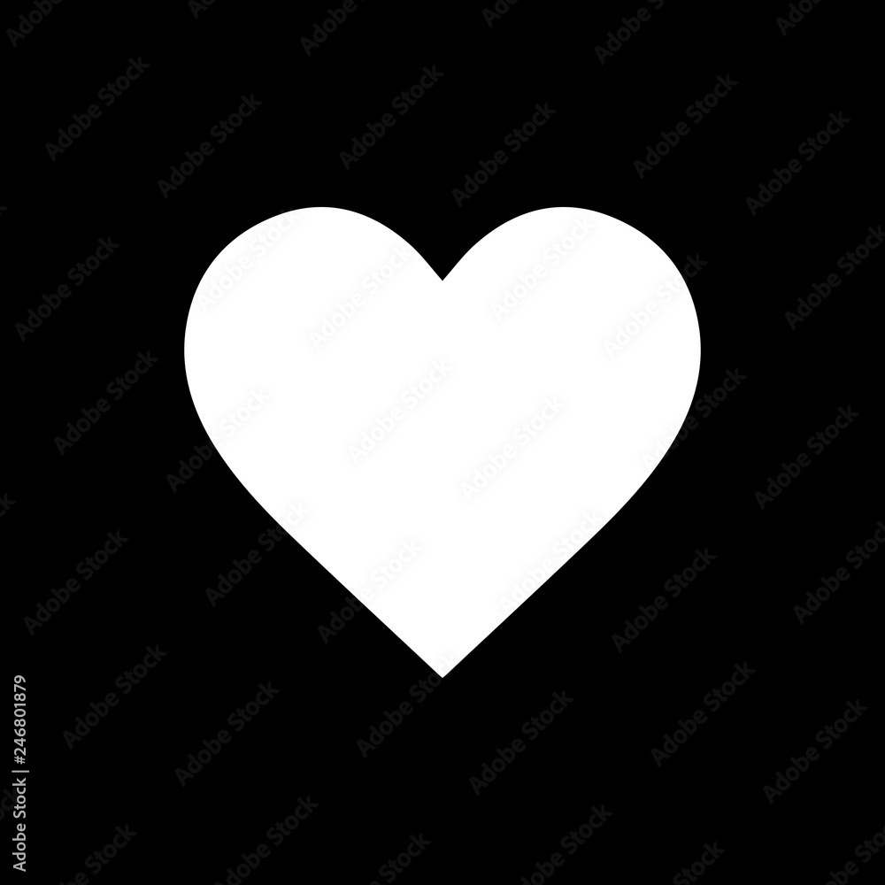 Flat monochrome heart symbol for web sites and apps. Minimal simple ...