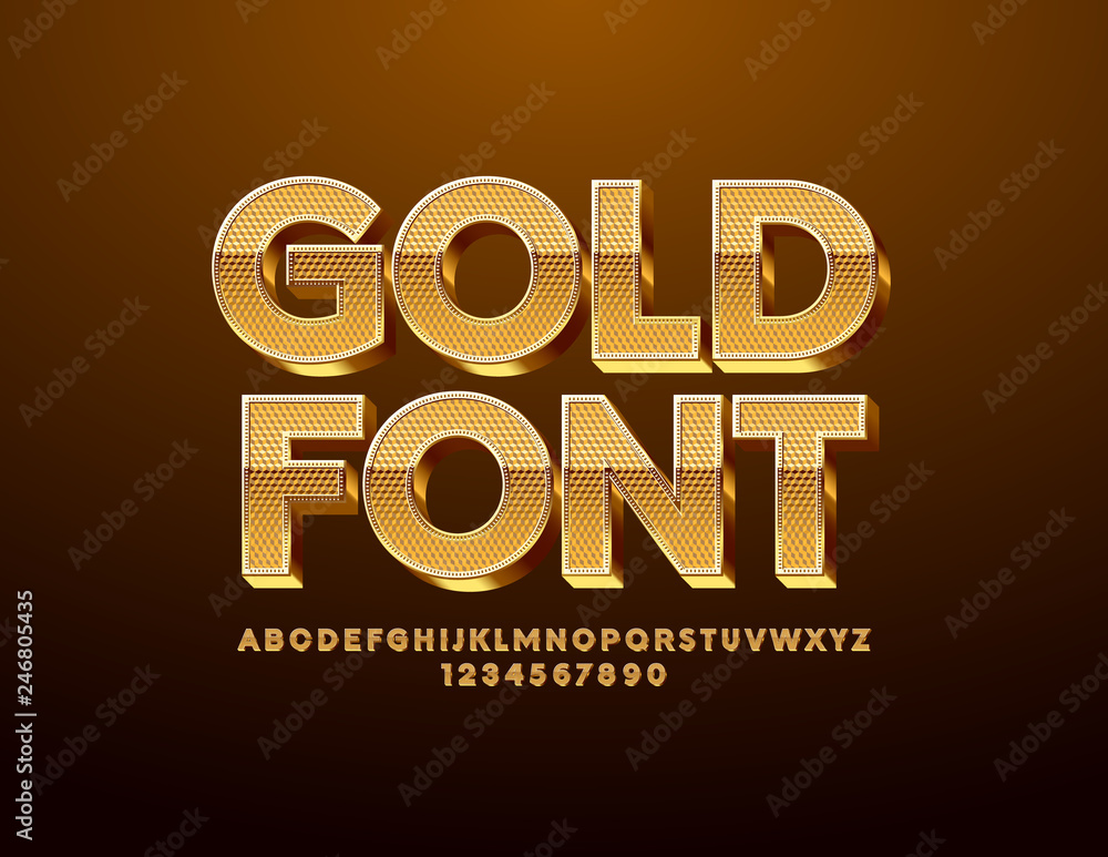 Vector Luxury Golden Font. Modern 3D Alphabet Letters, Numbers and ...