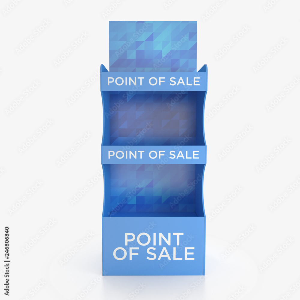 Empty store shelves. Retail shelf rack. Showcase display. Mockup ...