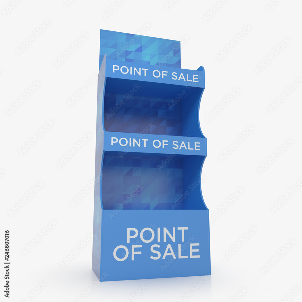 Empty store shelves. Retail shelf rack. Showcase display. Mockup ...