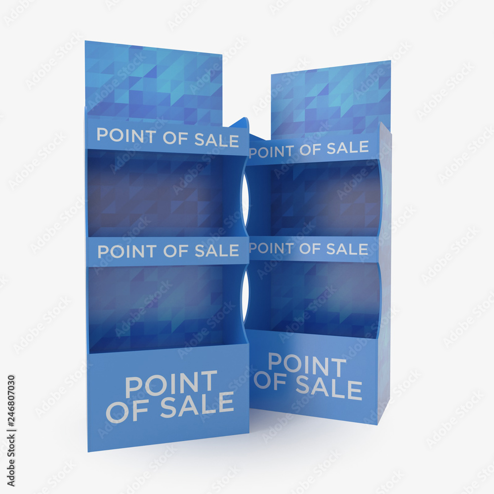 Empty store shelves. Retail shelf rack. Showcase display. Mockup ...