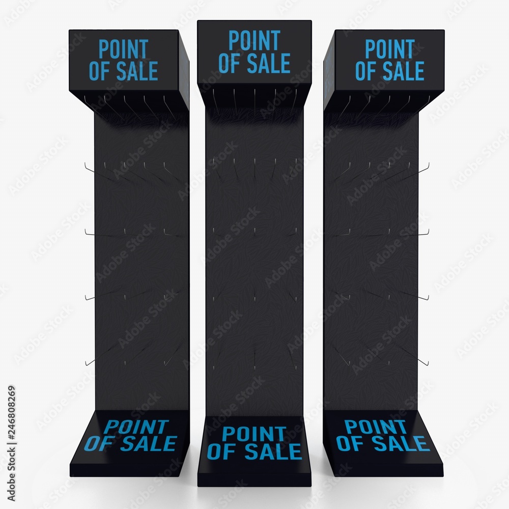 Empty store shelves. Retail shelf rack. Showcase display. Mockup ...