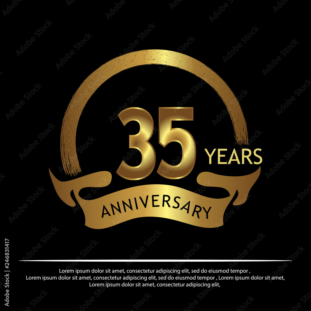 Thirty five years anniversary golden. anniversary template design for ...