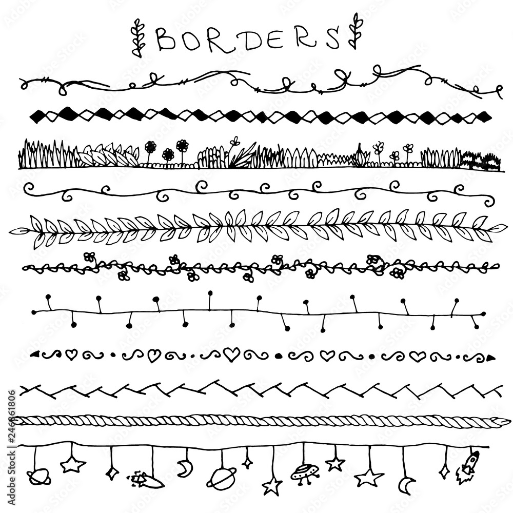 Hand Drawn Vintage Borders and Frames for your Design. Floral ...