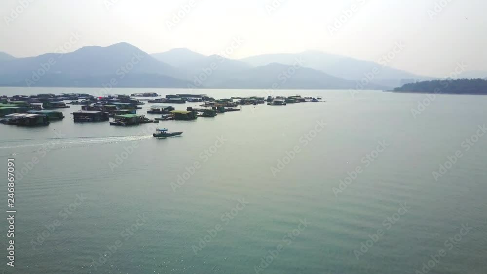 Shuen Wan Typhoon Shelter, Tai Po, Hong Kong. A boat moving from ...