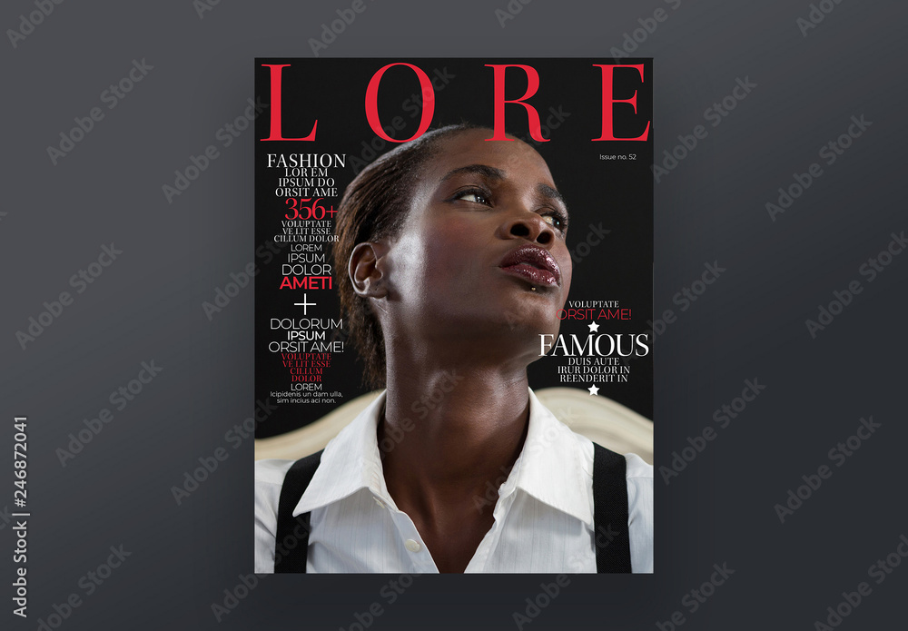 Magazine Cover Layout with Red Accents and Photo Stock Template | Adobe ...