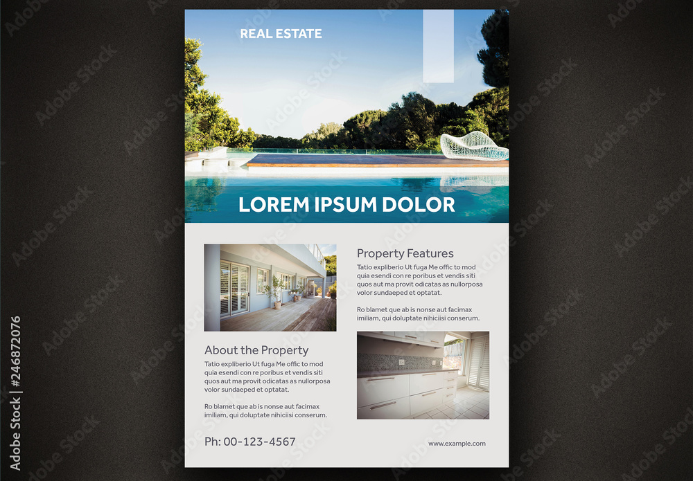 Beige Flyer Layout with Gray Text Stock Template | Adobe Stock