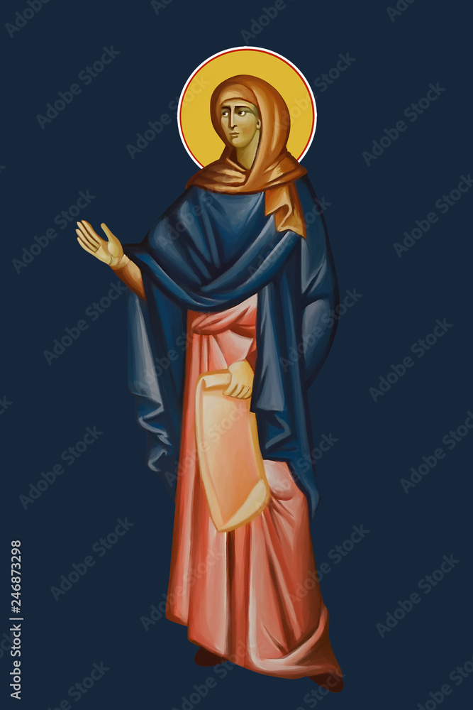 Anna the Prophetess. Illustration - fresco in Byzantine style. Stock ...
