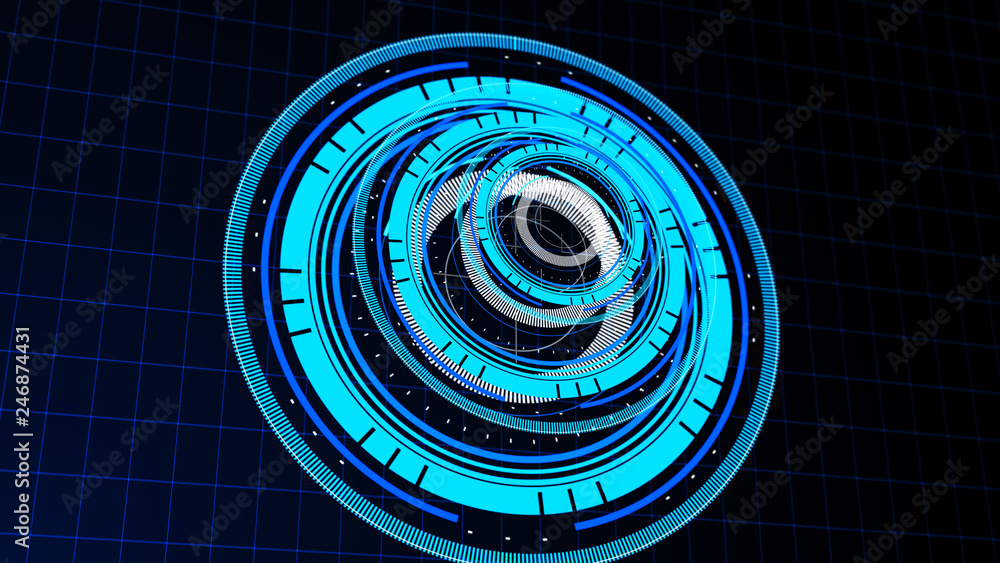 Abstract surround radar interface on mesh base.Futuristic HUD radar ...