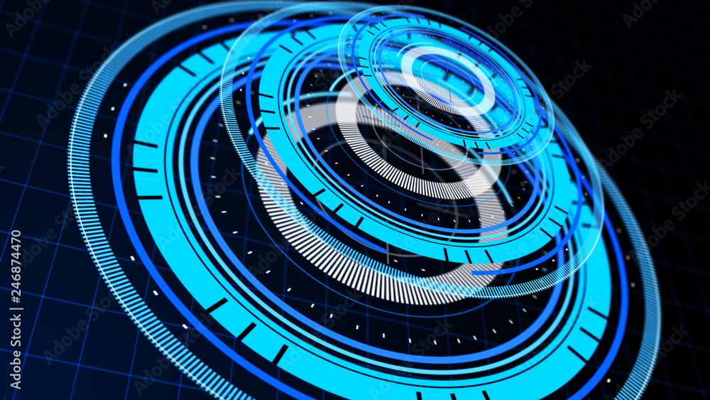 Abstract surround radar interface on mesh base.Futuristic HUD radar ...