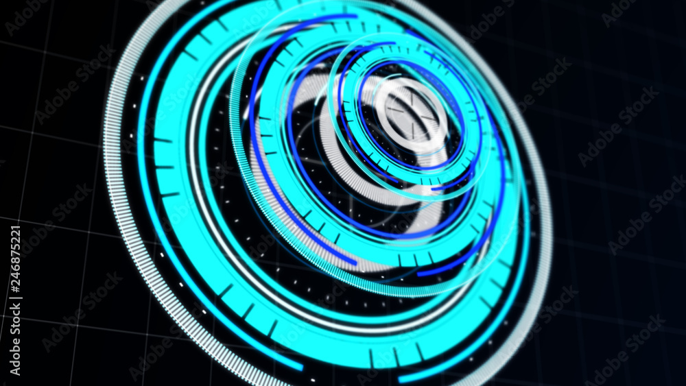 Abstract surround radar interface on mesh base.Futuristic HUD radar ...