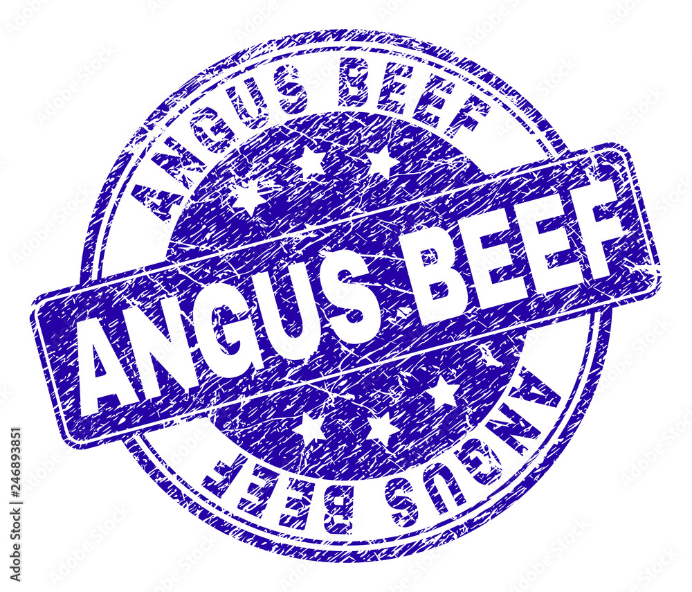 ANGUS BEEF stamp seal watermark with distress texture. Designed with ...