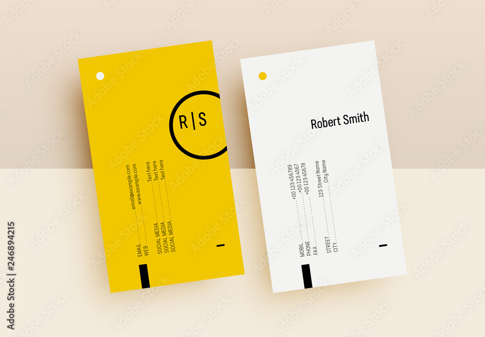 Yellow and White Business Card Layout with Abstract Elements Stock ...