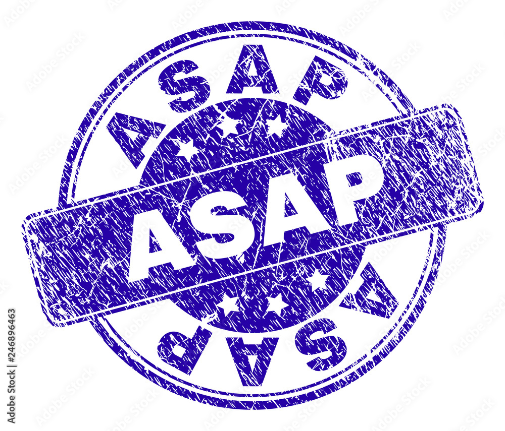 ASAP stamp seal watermark with grunge texture. Designed with rounded ...