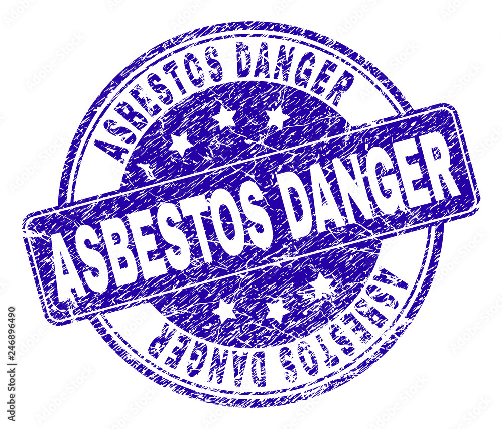 ASBESTOS DANGER stamp seal imprint with grunge effect. Designed with ...