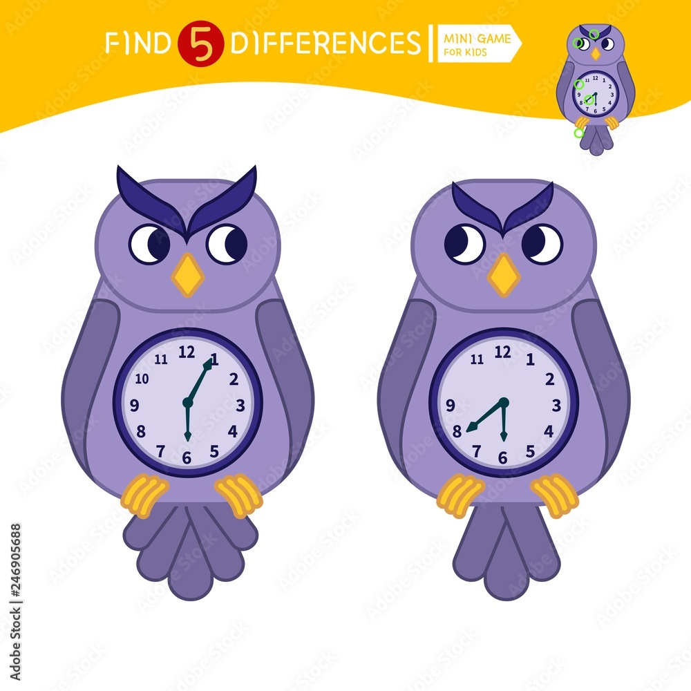 Find differences. Educational game for children. Cartoon vector ...
