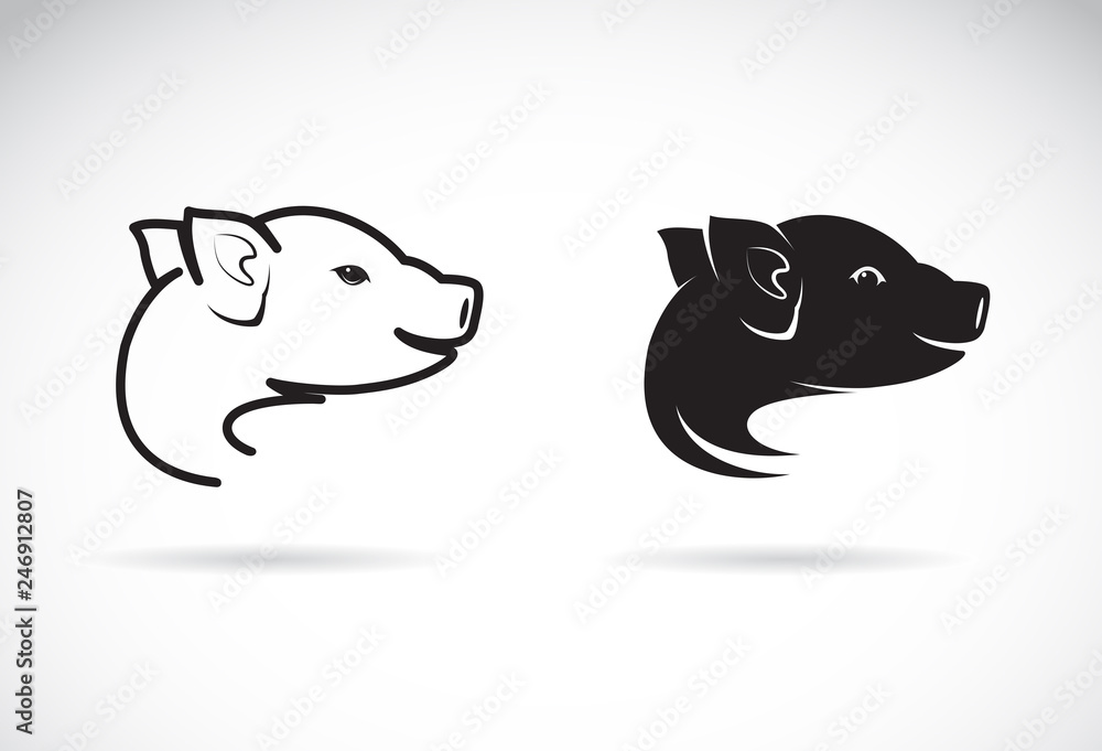 Vector of pig head design on white background. Farm Animal. Pig logo or ...