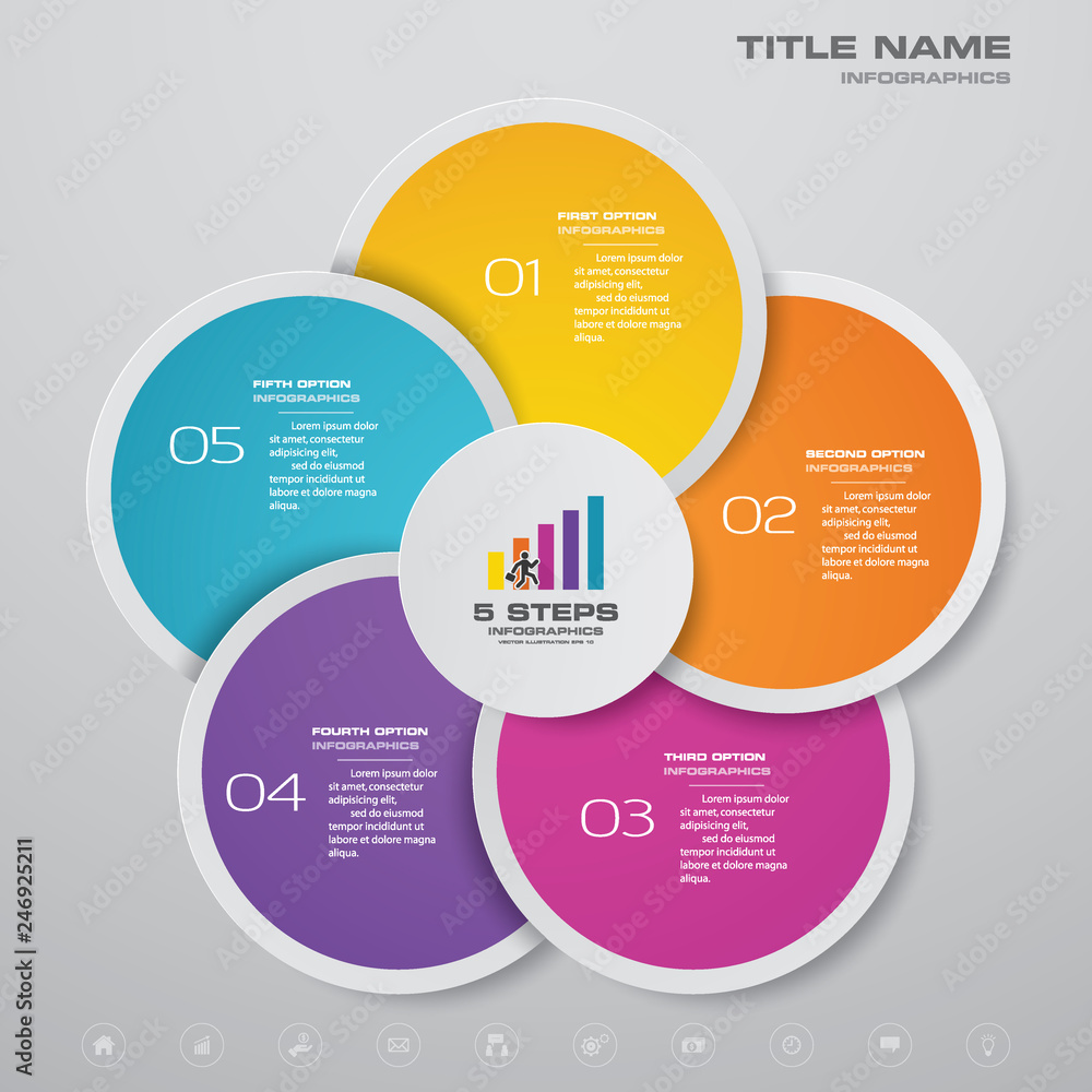 5 steps simple&editable process chart infographics element. EPS 10 ...