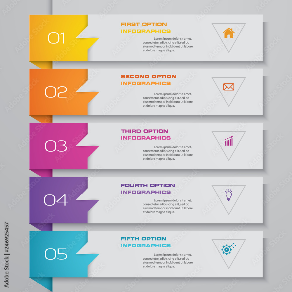 5 steps timeline infographic element. 5 steps infographic, vector ...