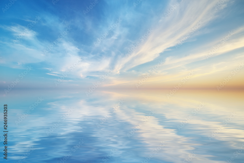 Sky background and water reflection. Stock Photo | Adobe Stock