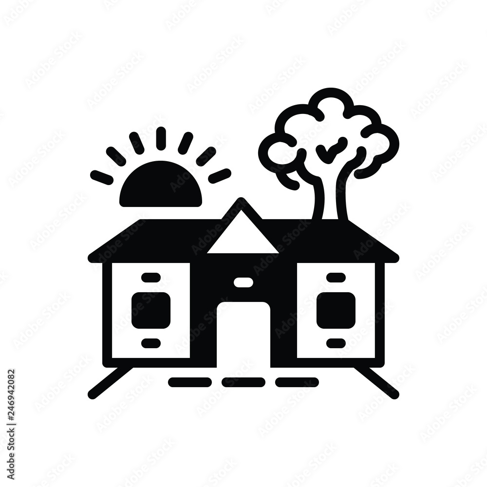 Black solid icon for homestead Stock Vector | Adobe Stock