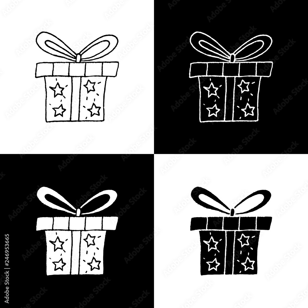 Gift Boxes Black And White Clipart