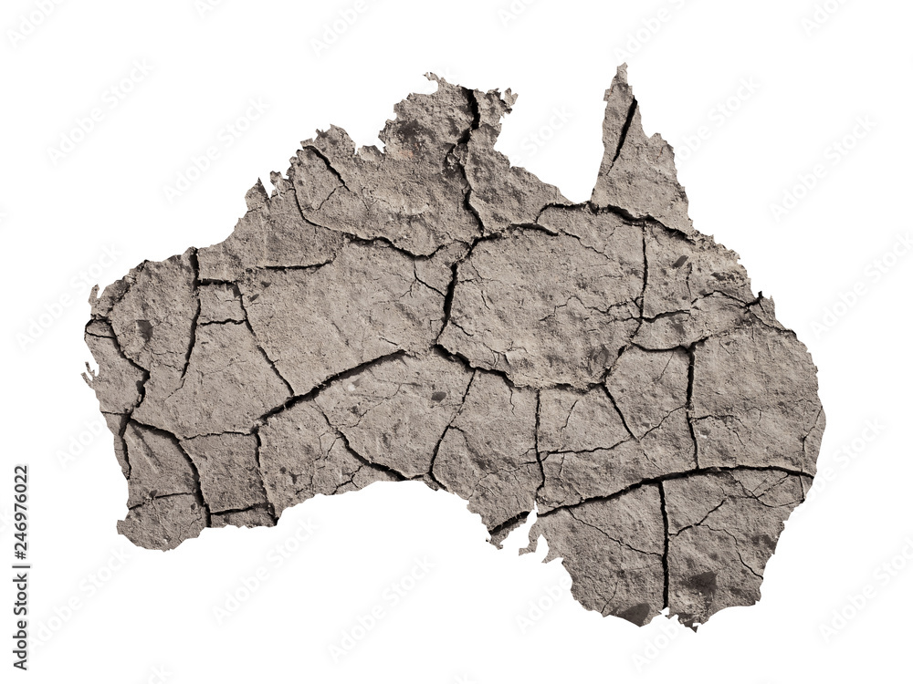 Silhouette of Australia. Map is fulfilled with image of dry land ...