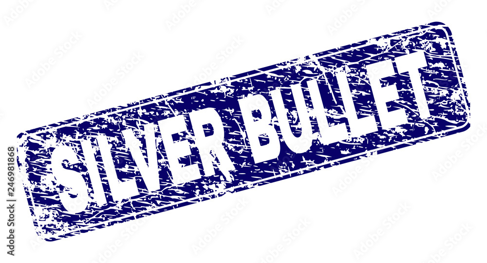 SILVER BULLET stamp seal print with grunge texture. Seal shape is a ...