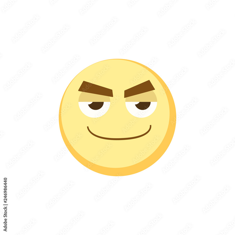 Spiteful character flat style emoji smile icon. Vector emoticon face ...