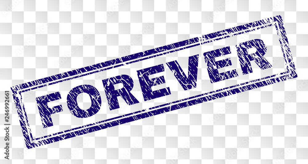 FOREVER stamp seal print with dirty style and double framed rectangle ...