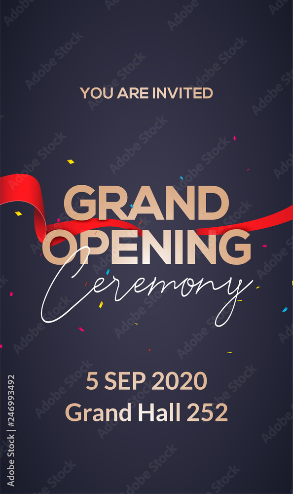 Grand Opening ceremony poster concept invitation. Grand opening event ...