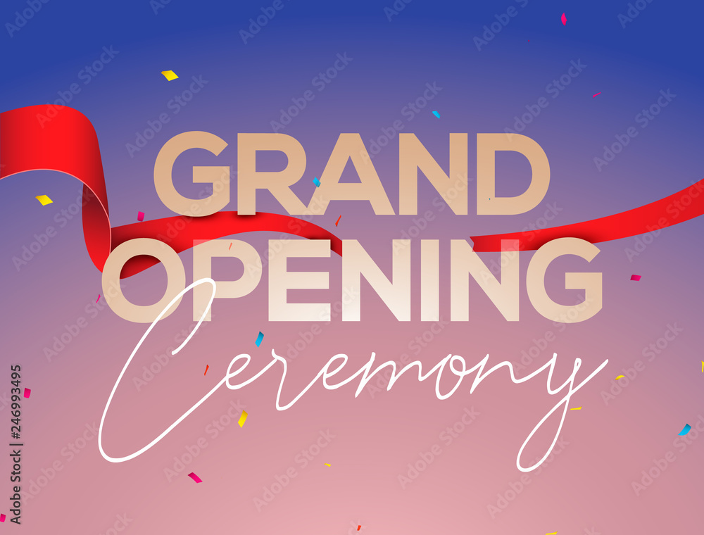 Grand Opening ceremony poster concept invitation. Grand opening event ...
