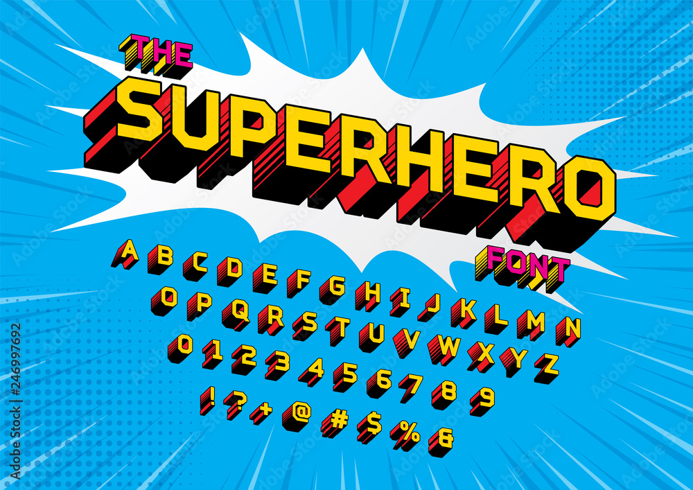 Superhero Comic Style Vector Font Stock Vector | Adobe Stock