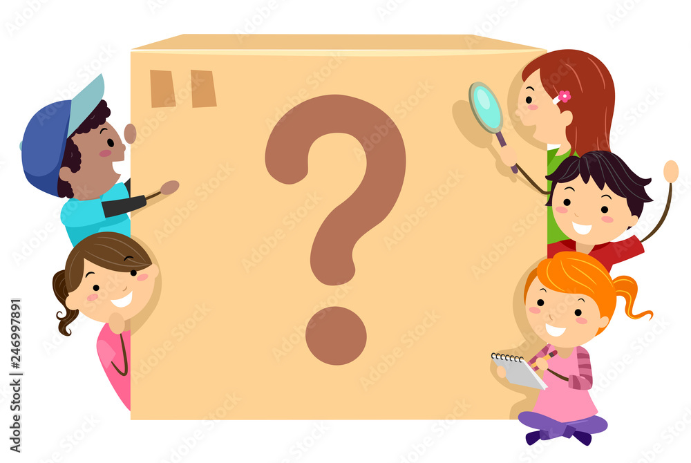 Stickman Kids Mystery Box Illustration Stock Vector | Adobe Stock