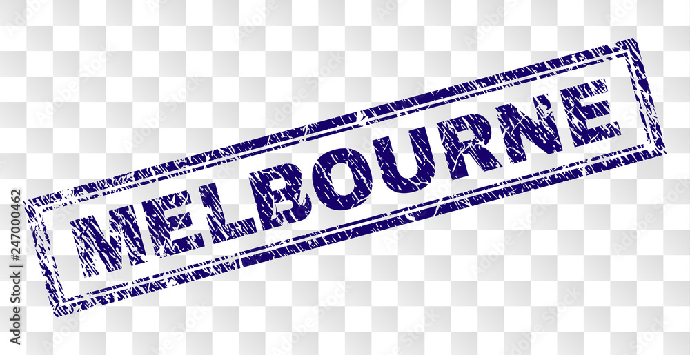 MELBOURNE stamp seal print with grainy style and double framed ...