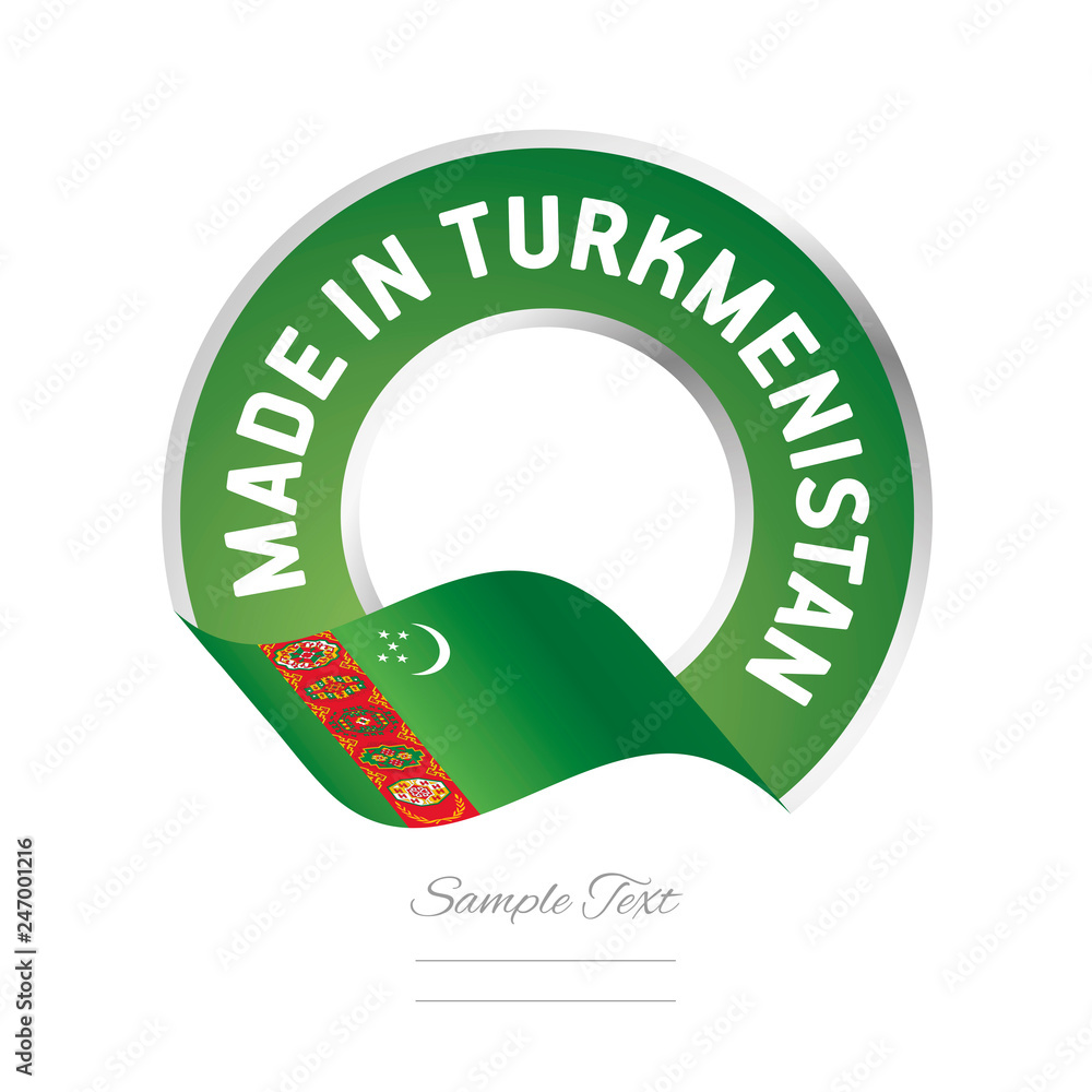 Made in Turkmenistan flag green color label logo icon stamp Stock ...