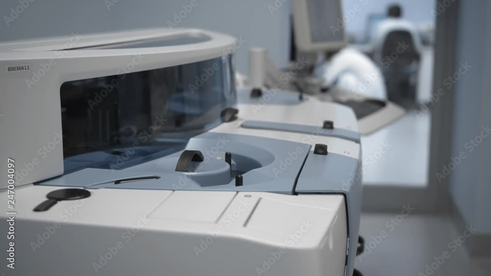 Modern medical research laboratory equipment, automated device, science ...