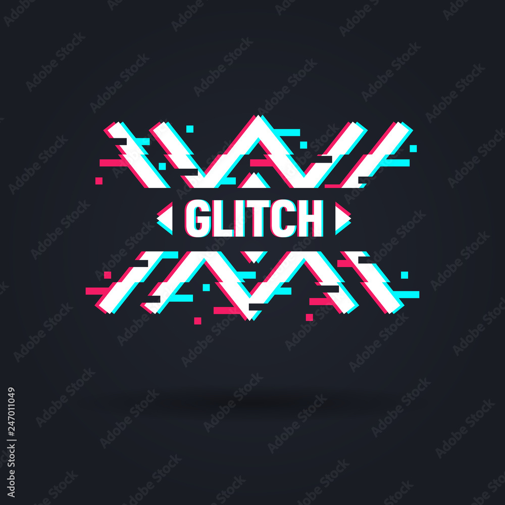 Vector glitch logo. Frame in distorted glitch style. Modern trendy ...