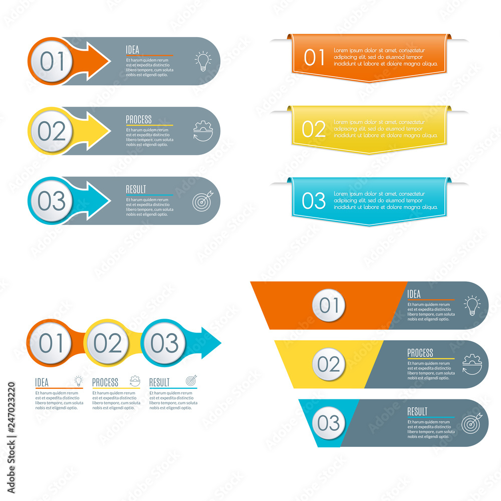 3 steps infographic set. Modern business presentation concept with 3 ...