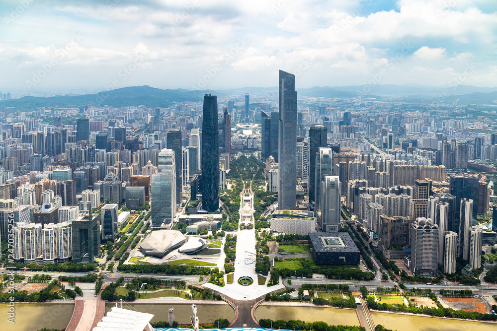 July 2017 – Guangzhou, China - View of Guangzhou central business ...