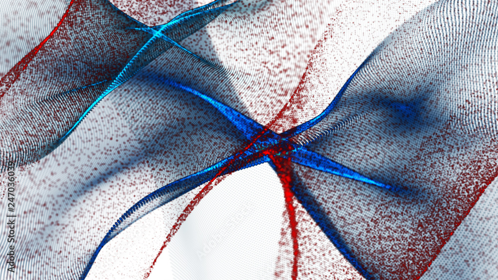 The embodiment of light fantasies. Flying ribbons in space. Network ...