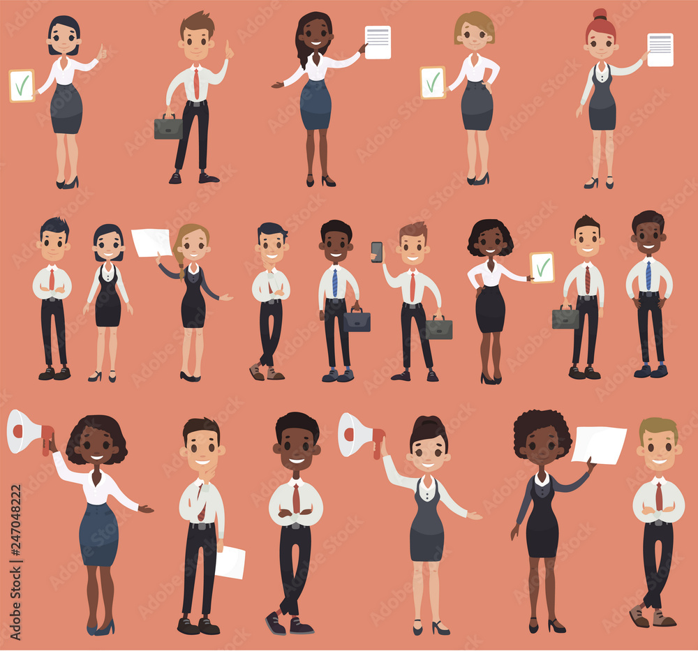 Girl man office documents briefcase tie formal wear suit business ...